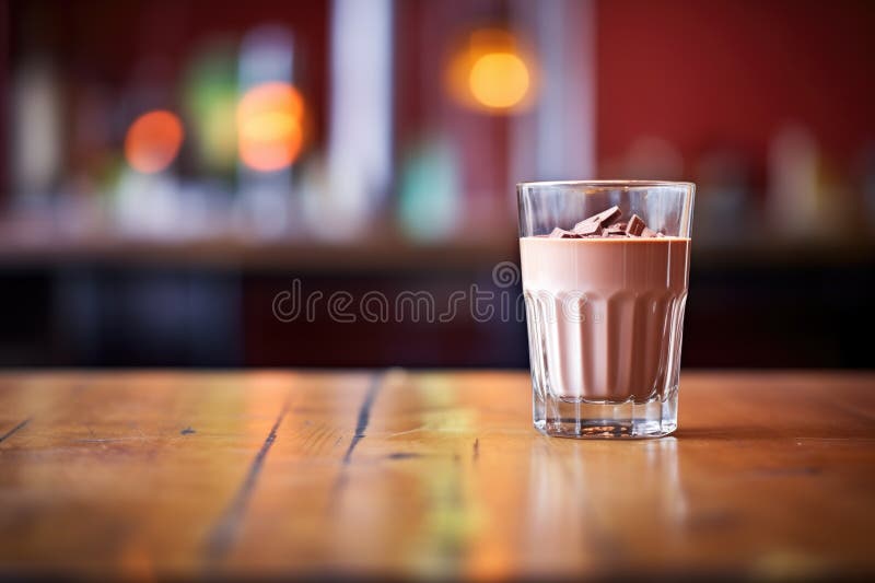Glass of Chocolate Milkshake with a Backlit Glow on a Table Stock Image ...
