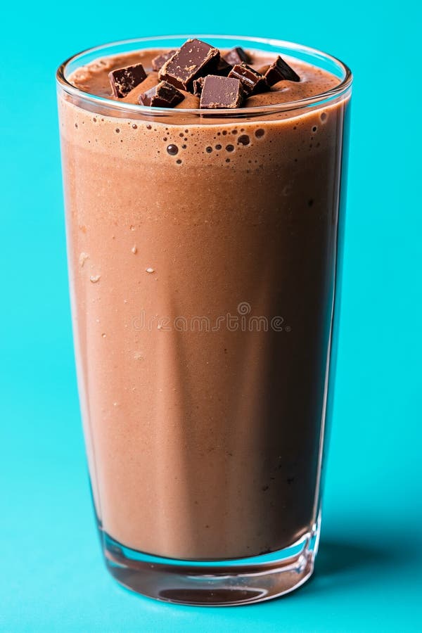 A Glass of Chocolate Milkshake with Chocolate Chips on Top of it Stock ...