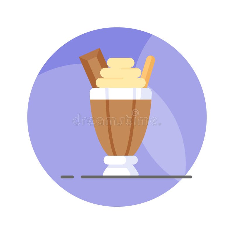 Glass of Chocolate Milkshake Icon, Delicious Chocolate Sundae Vector ...