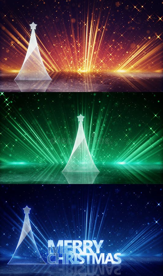 Glass Christmas Tree and Light Rays Stock Illustration - Illustration ...