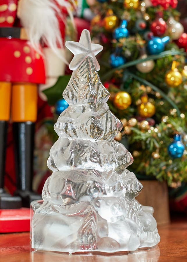 Glass Christmas Tree in Front of Other Decorations Stock Photo - Image ...