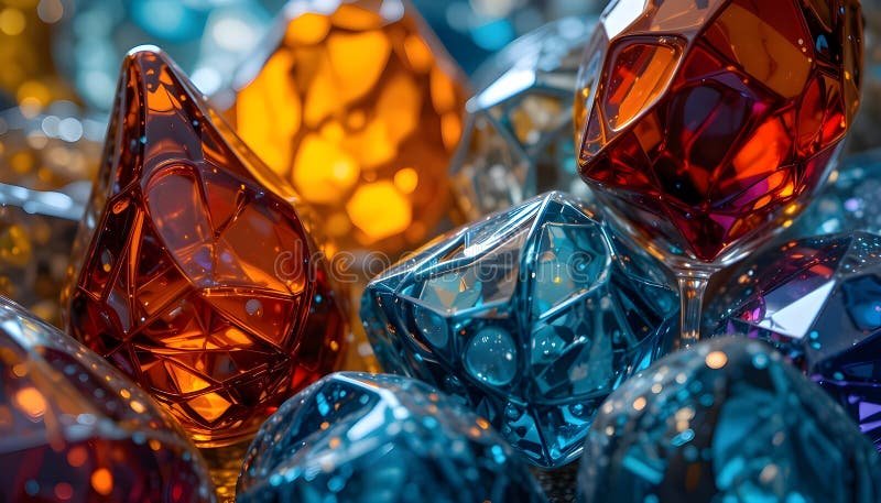 Glass Chunks in Various Shapes with Strong Reflection Stock Image ...