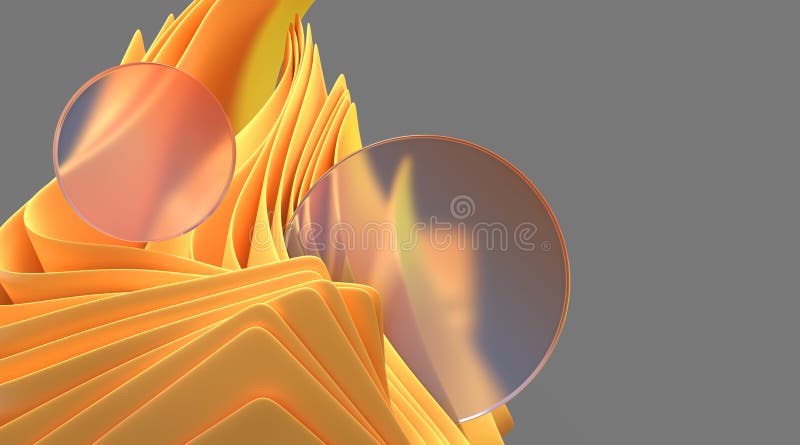 Glass Circle Discs in Glassmorphism Style on Yellow Orange Layered ...