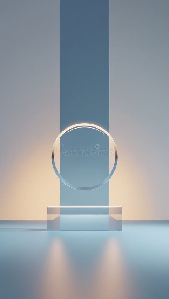 Glass Circle and Rectangular Platform Minimalist Blue and Beige ...