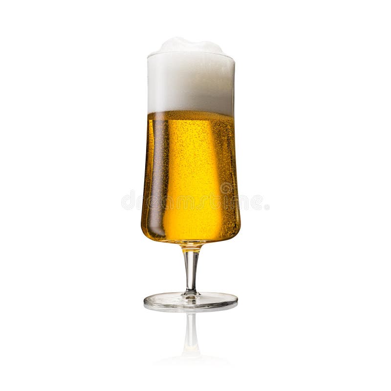 Glass of Classic German Lager Beer Isolated on White Background Stock ...