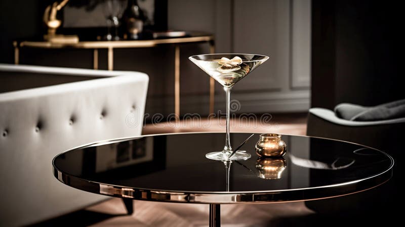 A Glass with a Classic Martini Stands on a Table in a Modern Design ...