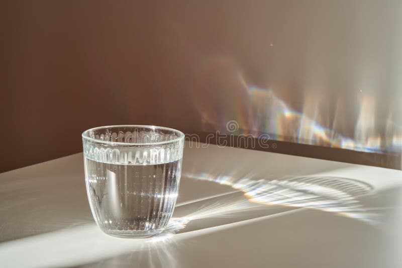 A Glass of Clean Drinking Water in the Morning Sun. Stock Photo - Image ...