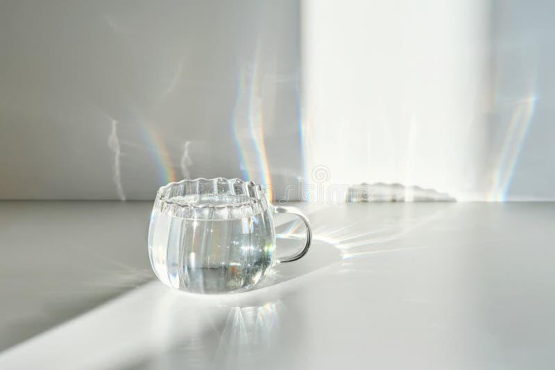 A Glass of Clean Drinking Water in the Morning Sun. Stock Photo - Image ...