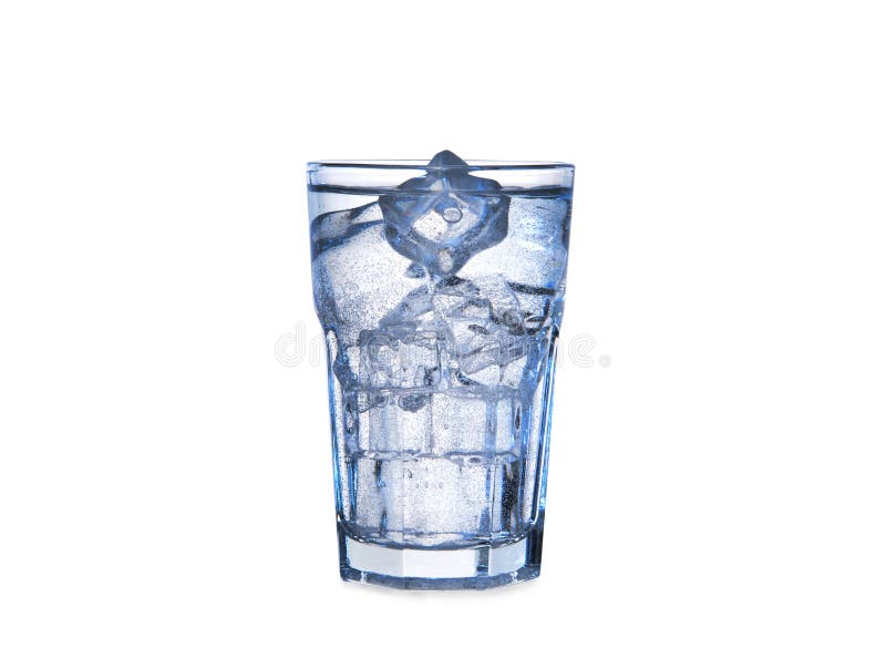 Glass of Clean Water with Ice on White Background Stock Photo - Image ...