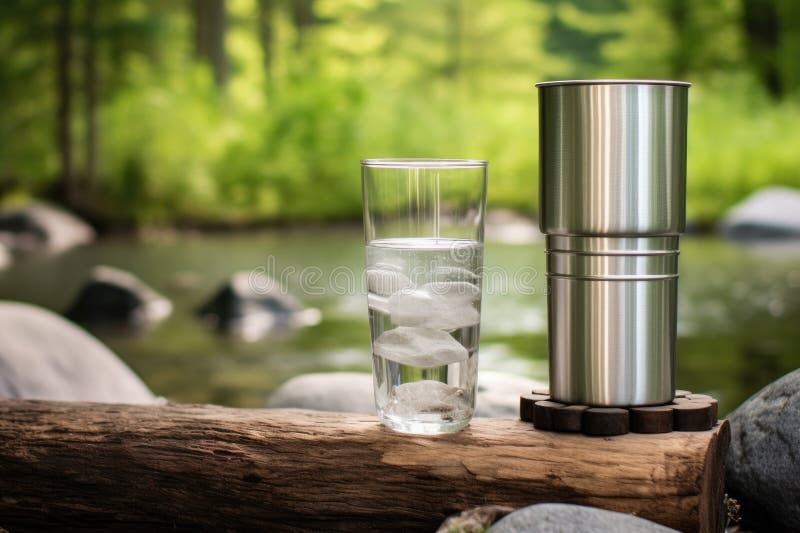Glass of Clean Water Next To a Diy Water Filter Stock Image - Image of ...