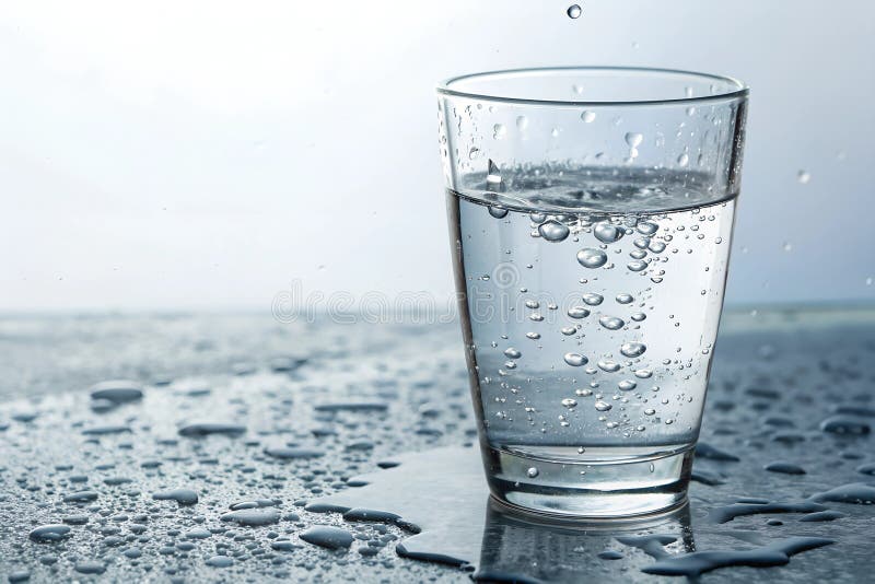 Glass of Clean Water on a Table Stock Illustration - Illustration of ...