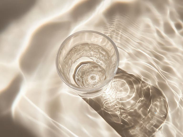 Glass of Clear Water with Caustic Light Reflections Stock Illustration ...