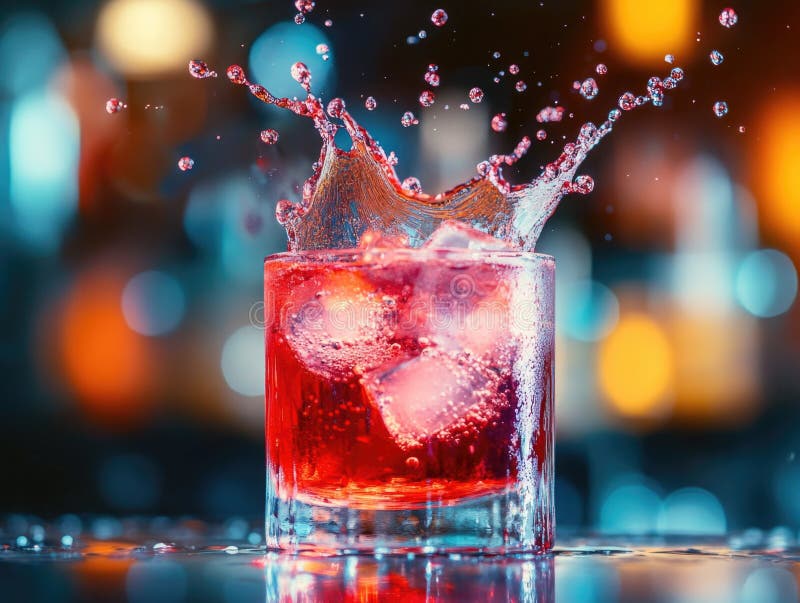 Glass of Cocktail with Ice Cubes and Soda Stock Image - Image of ...
