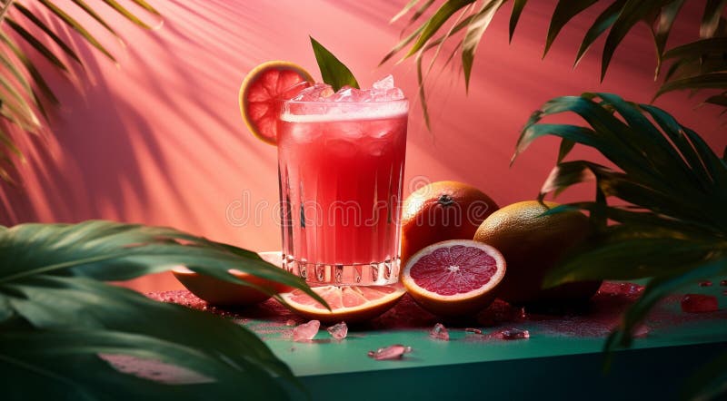 Glass of Coctail on the Abstract Background, Tropical Coctail on the ...