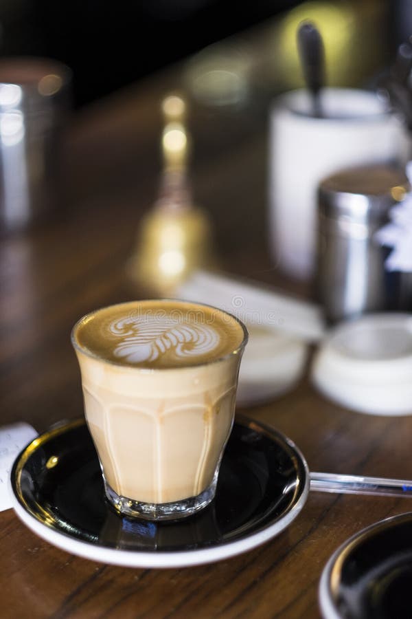 Glass of Coffee on Cafe Counter Stock Photo - Image of view, closeup ...