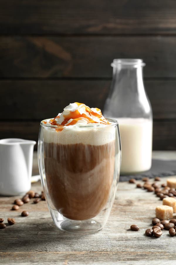 Glass of Coffee with Caramel Topping Stock Image - Image of caffeine ...