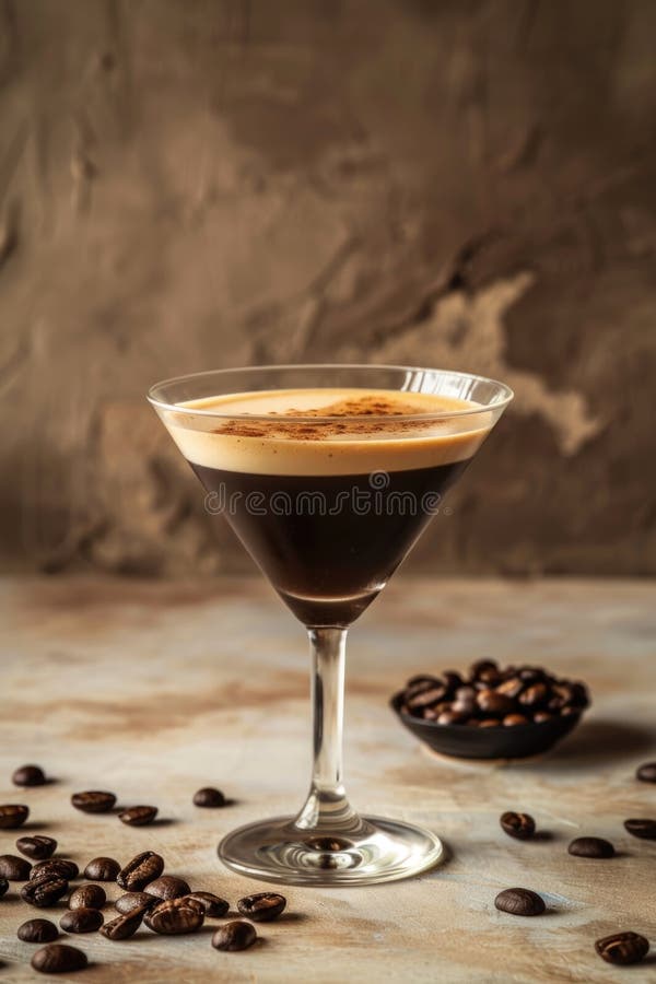 Glass of Coffee with a Few Coffee Beans on the Table Stock Photo ...