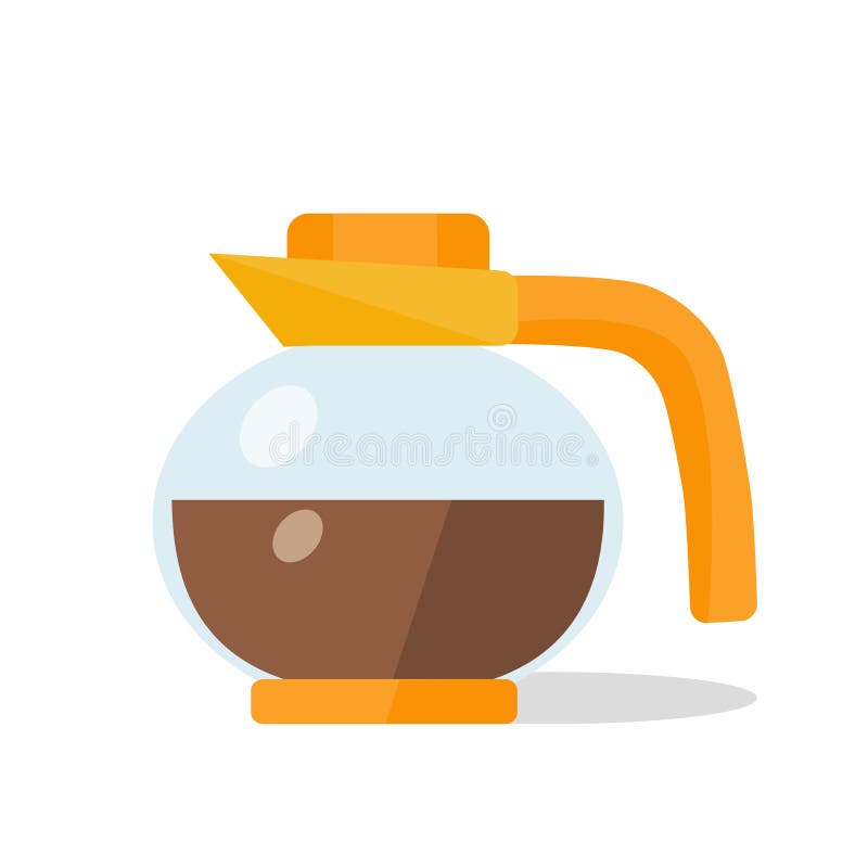 Glass Coffee Pot in Cartoon Style. Vector Object Isolated on a White ...