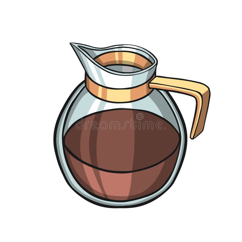 Glass Coffee Pot for Office, Color Vector Illustration Stock Vector ...