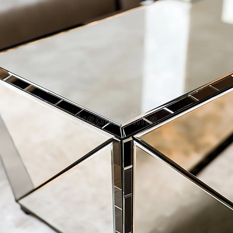 A Glass Coffee Table with a Mirror on Top Stock Illustration ...