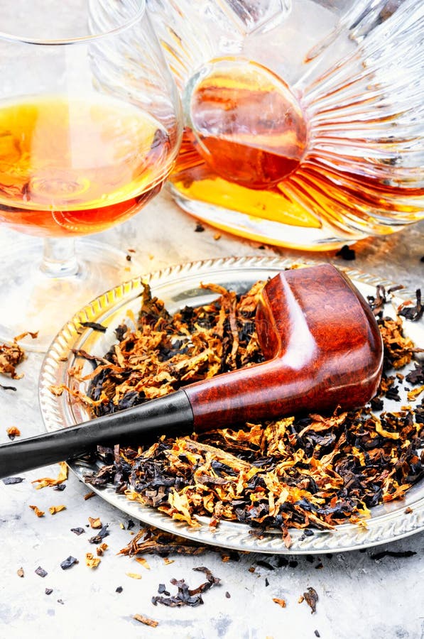 Cognac and Pipe with Tobacco Stock Photo - Image of alcohol, habit ...