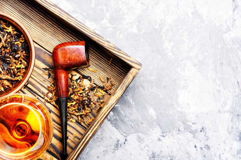 Cognac and Pipe with Tobacco Stock Image - Image of retro, fashioned ...