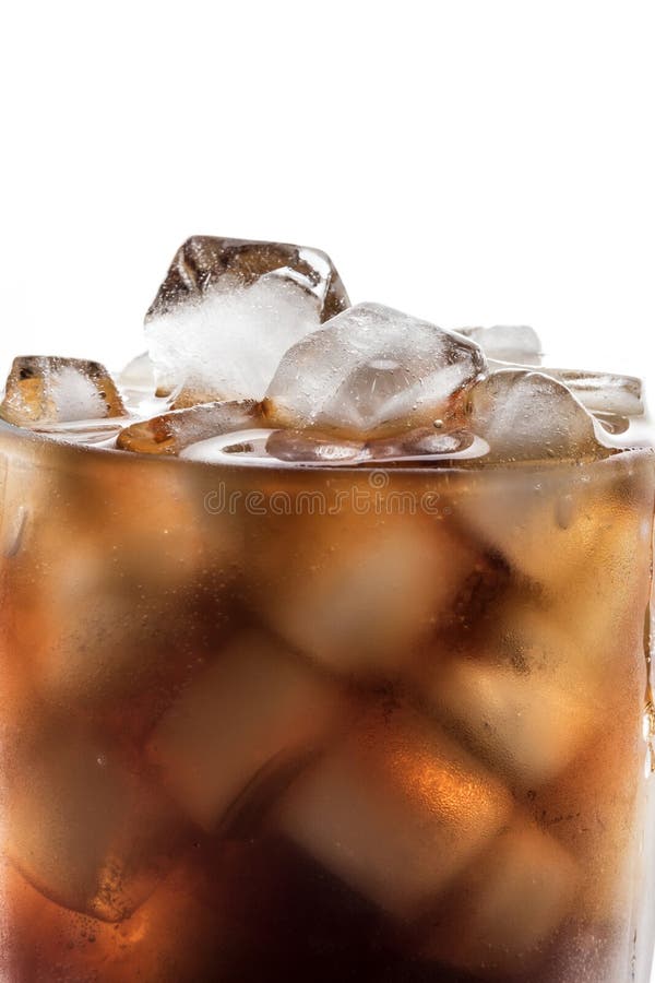 Coke and ice in a glass stock image. Image of macro - 150906857