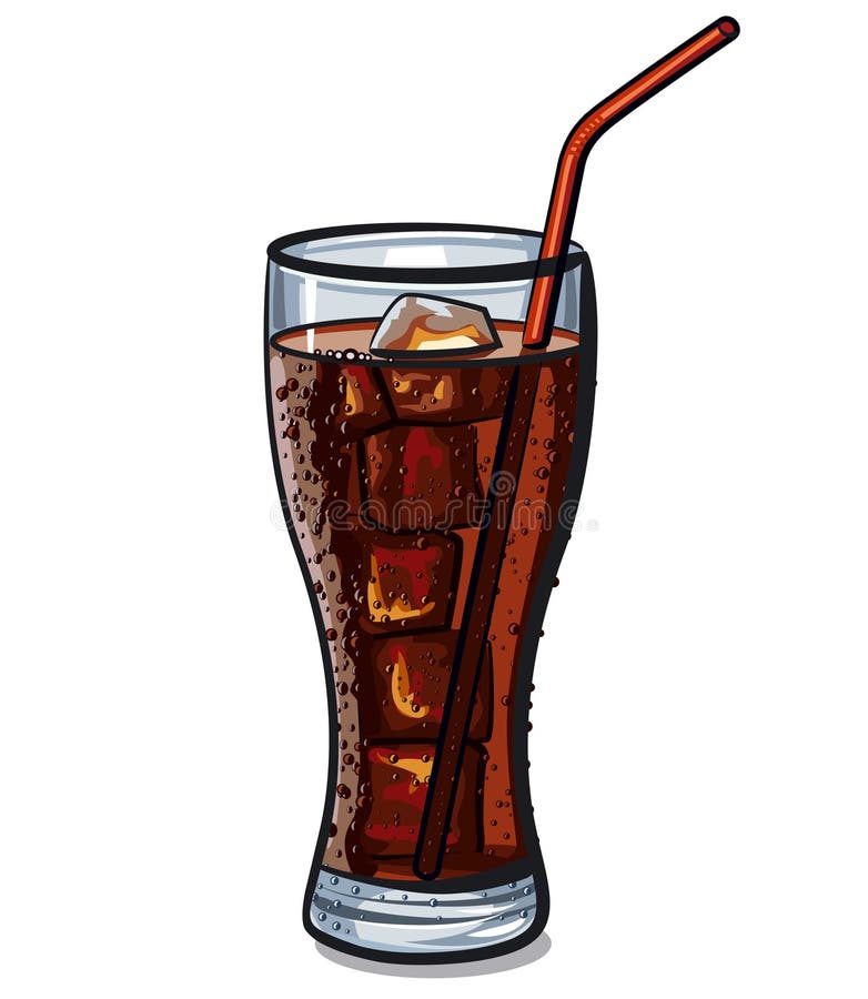 Glass of cola with ice stock illustration. Illustration of tall - 28410329