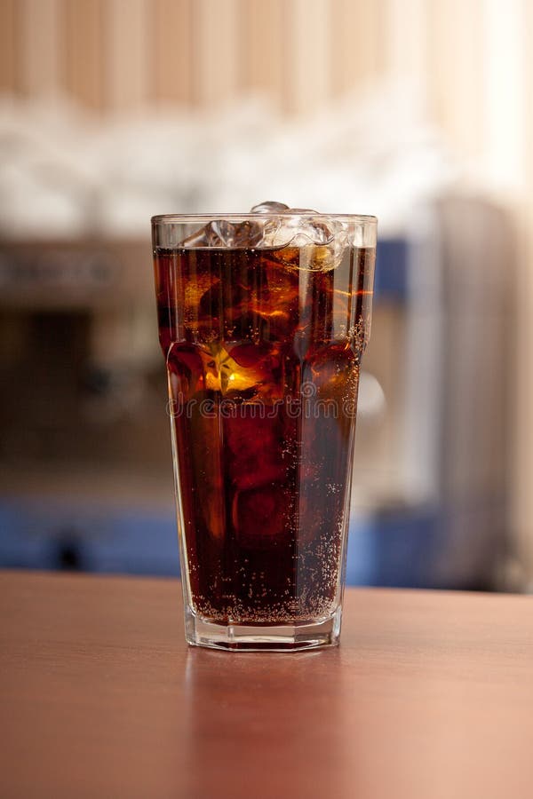 Glass of Cola with Ice on the Bar Stock Photo - Image of party, drink ...