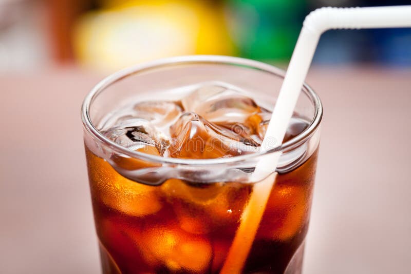 Glass of Cola with Ice on the Bar Stock Photo - Image of party, drink ...
