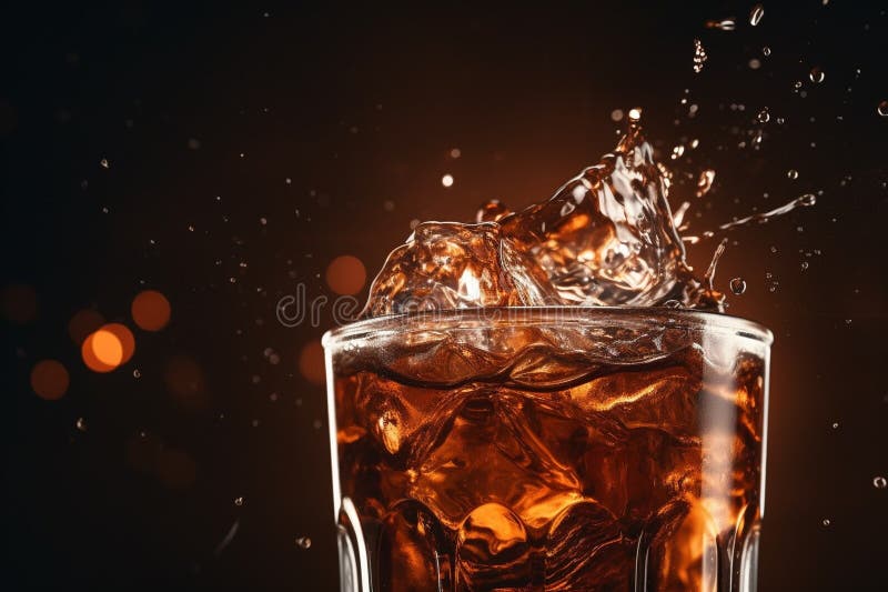 Glass with Cola and Ice in Water Splash 1 Stock Image - Image of glass ...