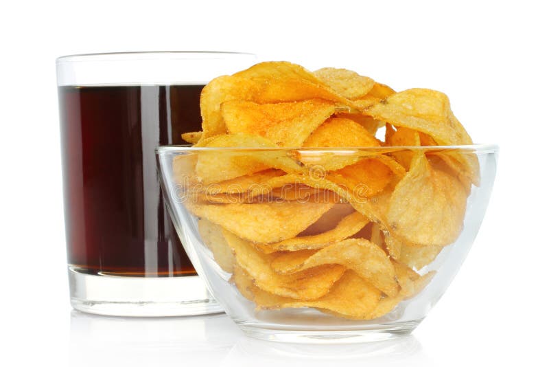 Glass Of Cola With Potato Chips Stock Image - Image of bottle ...