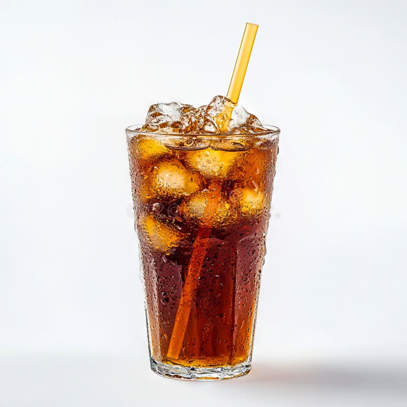 A Glass of Cola Cola with a Straw in it Stock Photo - Image of ...