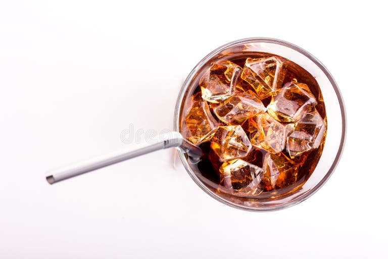 Glass of cola and a straw stock photo. Image of reflection - 57524924