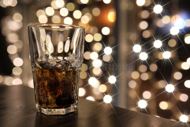 Glass of Cold Alcohol Drink with Ice on Table Stock Photo - Image of ...