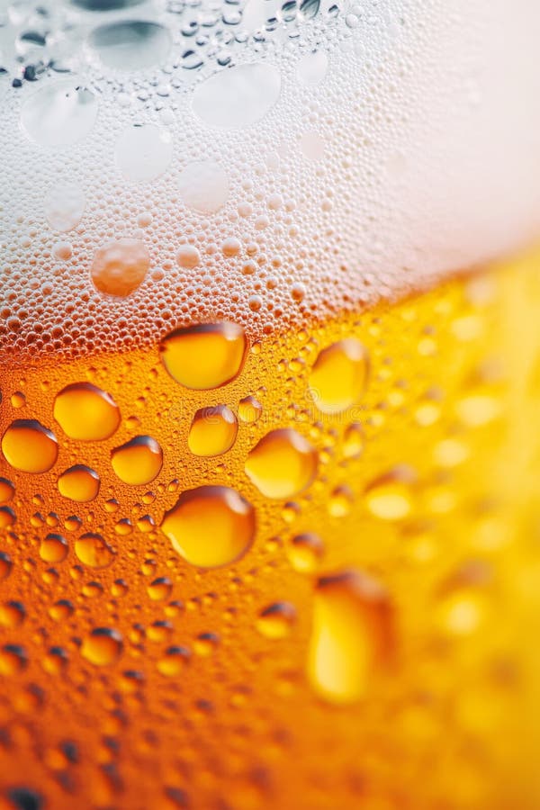 Glass of Cold Beer with Water Droplets and Foam Stock Photo - Image of ...