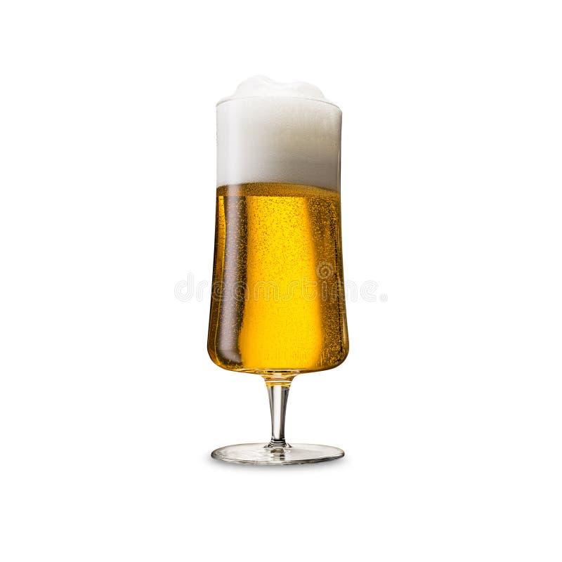 Glass of Cold Beer on a White Background Stock Photo - Image of gold ...