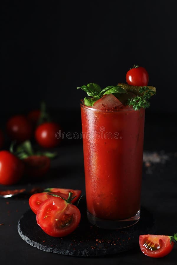 A Glass with Cold Bloody Mary Cocktail Stock Photo - Image of olive ...