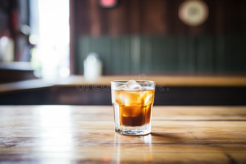 Glass of Cold Brew with Ice, on Wood Table Stock Image - Image of ...