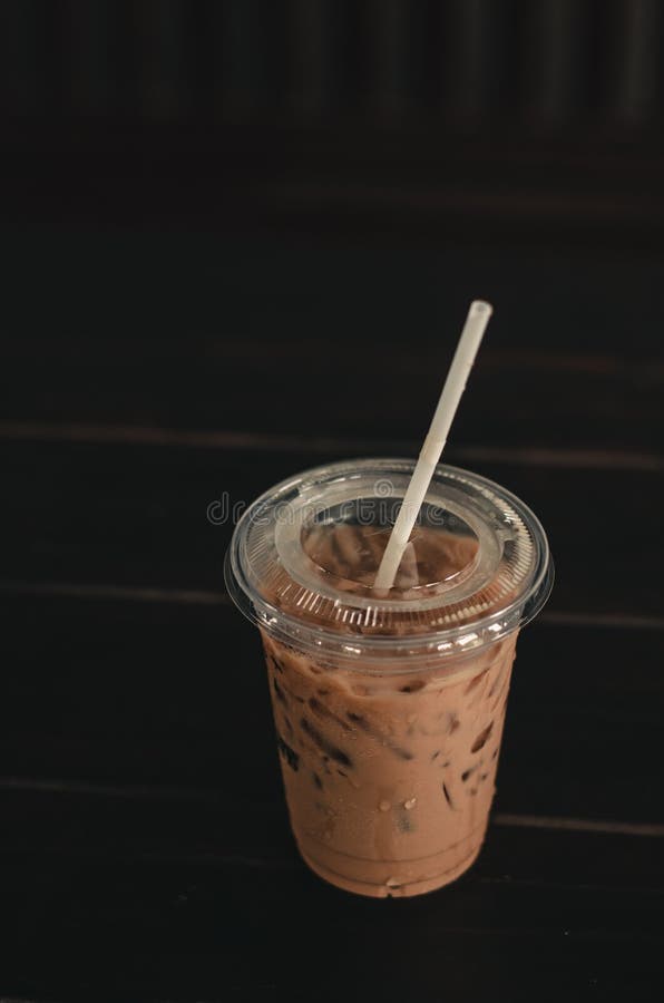A Glass of Cold Cocoa is Located on a Table in One Cafe. 4 Stock Image ...