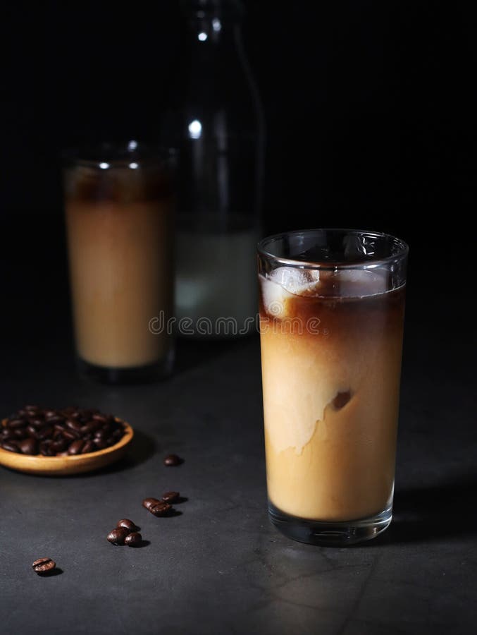 Cold Coffee with Ice in Low Key Stock Image - Image of coffee, fresh ...