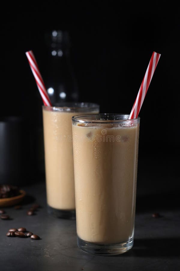 Cold Coffee with Ice in Low Key Stock Photo - Image of aromatic, cafe ...