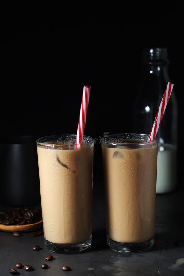 Cold Coffee with Ice in Low Key Stock Image - Image of fresh ...