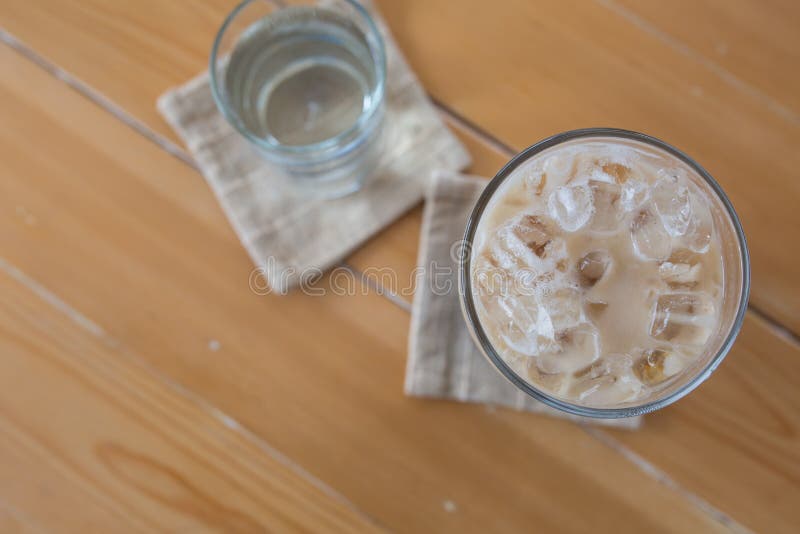 Glass of Cold Coffee on Wood Stock Image - Image of food, space: 70872509