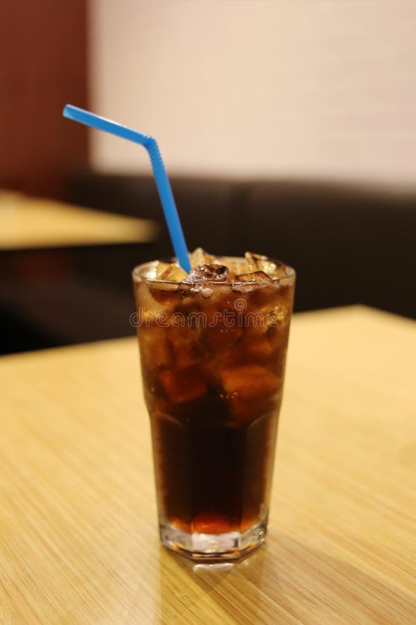 Glass of Cold Cola on Food Table Stock Photo - Image of double, fizzy ...