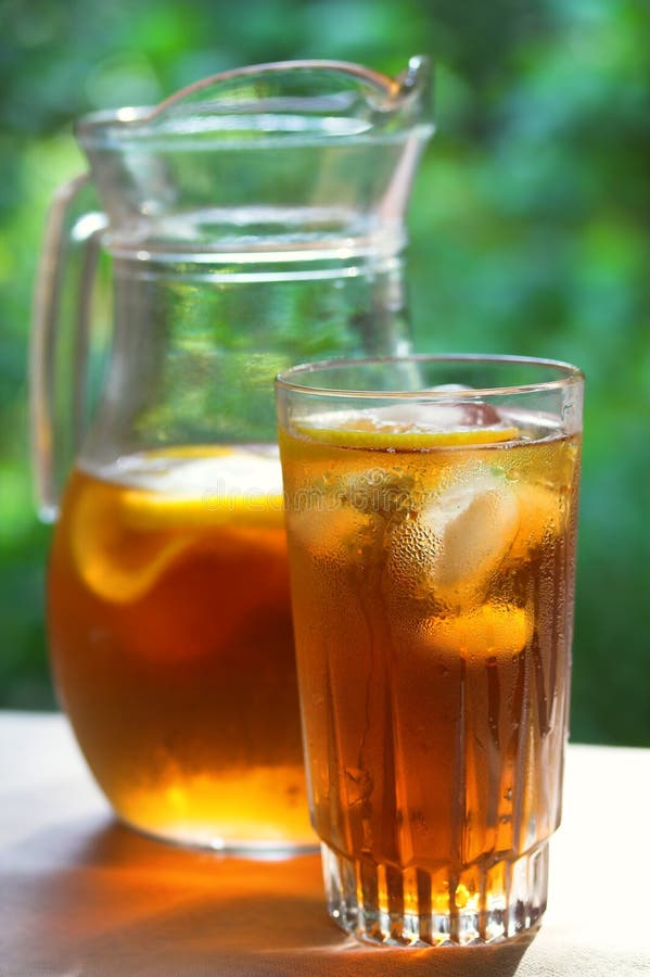 Cold glass of Ice Tea stock image. Image of lemon, glass - 137123