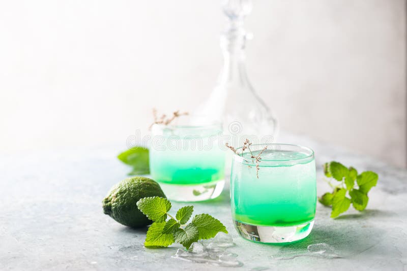 Glass of cold mint drink stock image. Image of fruit - 178826053