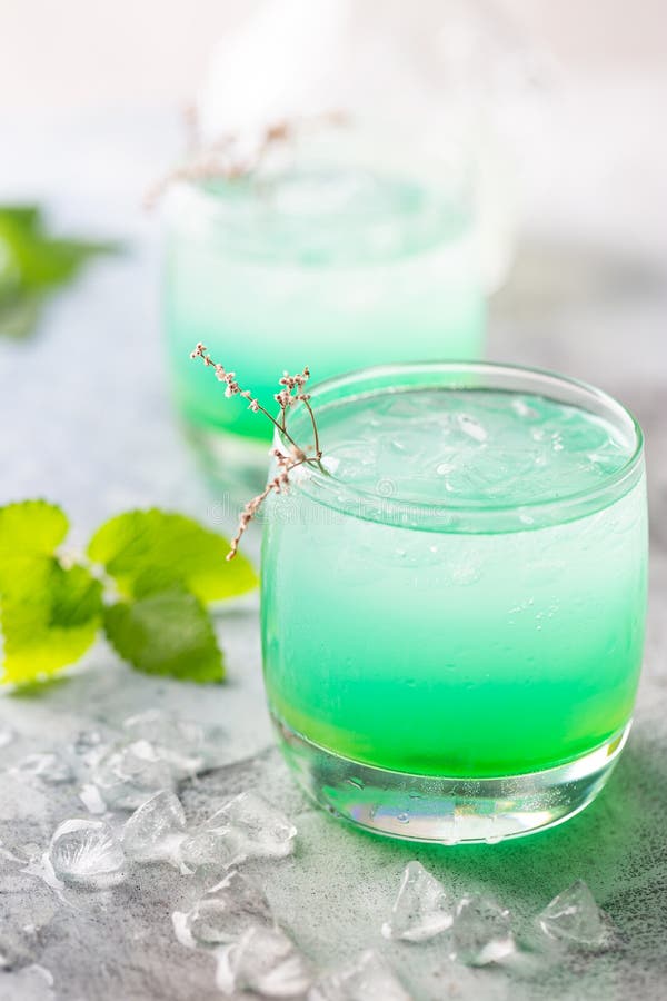 Glass of cold mint drink stock image. Image of juice - 213338925
