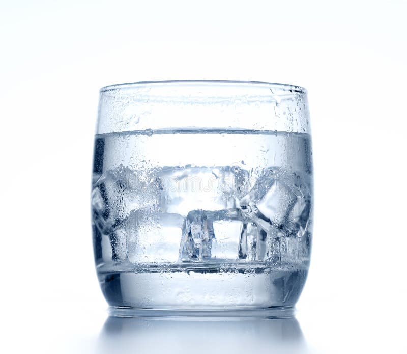 Glass of Cold Water with Slices of Ice and Lemon Stock Image - Image of ...