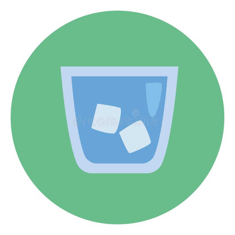 Glass of Cold Water with Ice, Icon Stock Vector - Illustration of ...
